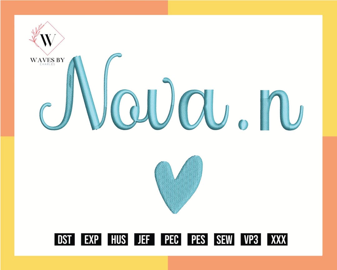 Custom Name Embroidery Design, Name With Heart Machine Embroidery, Mini ...