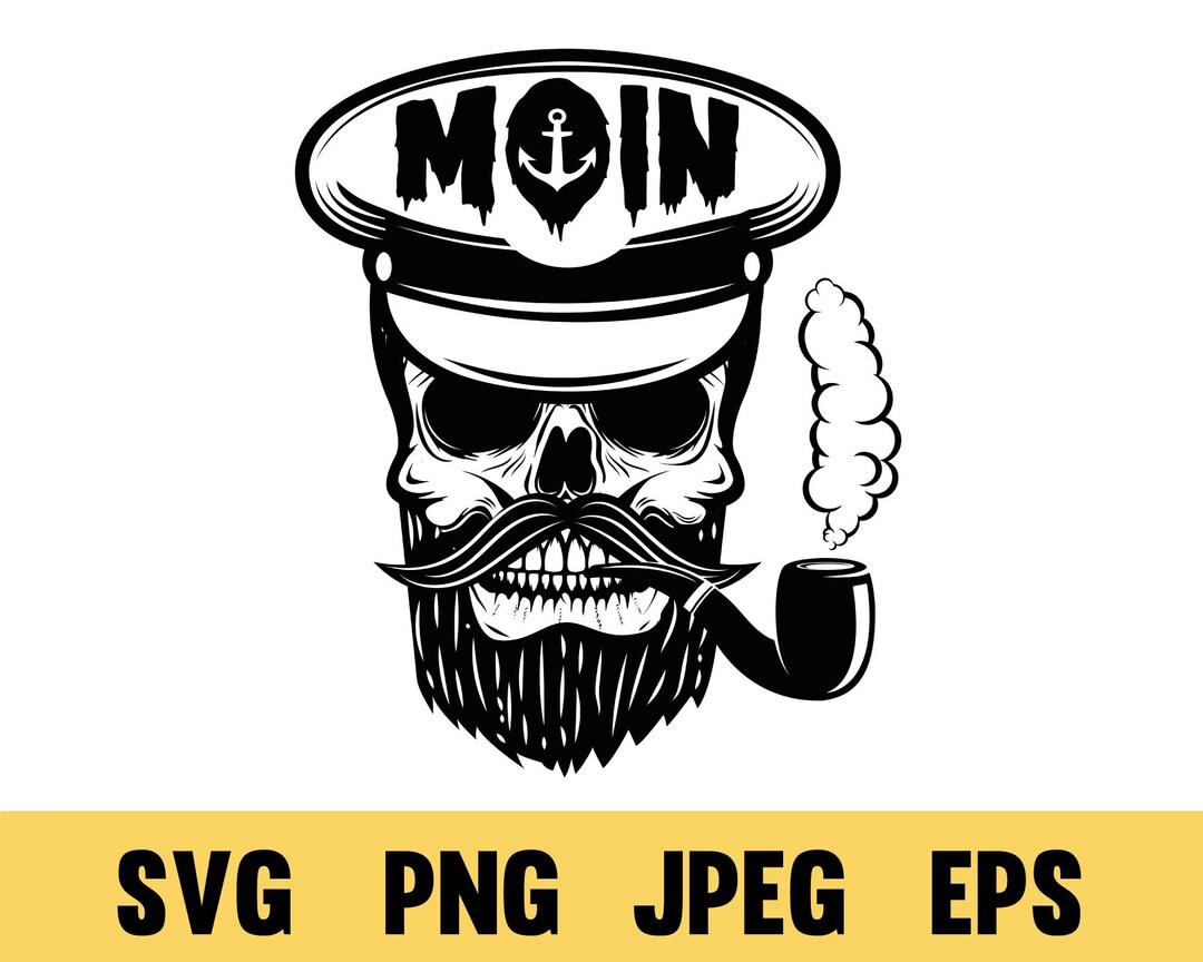Pirate Cool Skull Svg, Halloween Png Design, Captain Skull Pirate ...