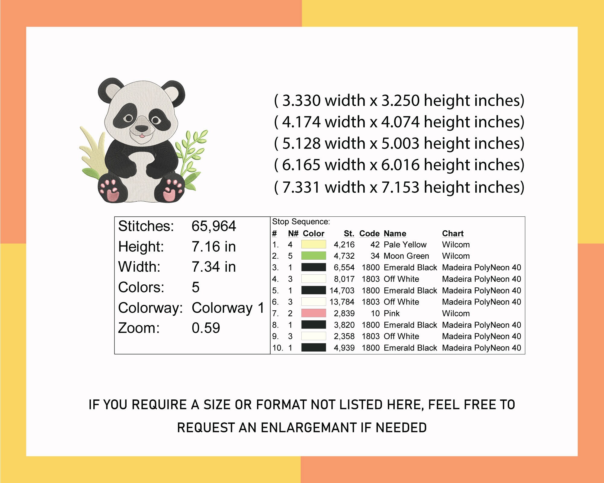 Digital Embroidery Baby Panda Files, Cute Panda Kids Machine Embroidery ...