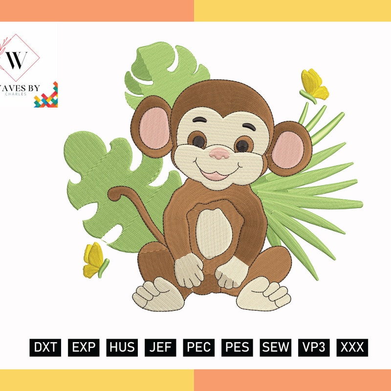 Monkey Embroidery - Etsy