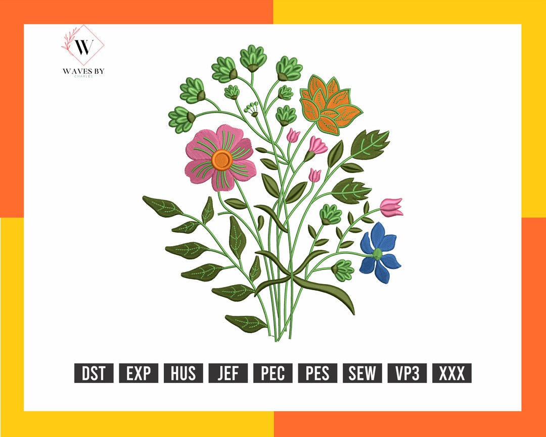 Wild Flowers Embroidery Designs, Machine Embroidery Floral Pattern ...