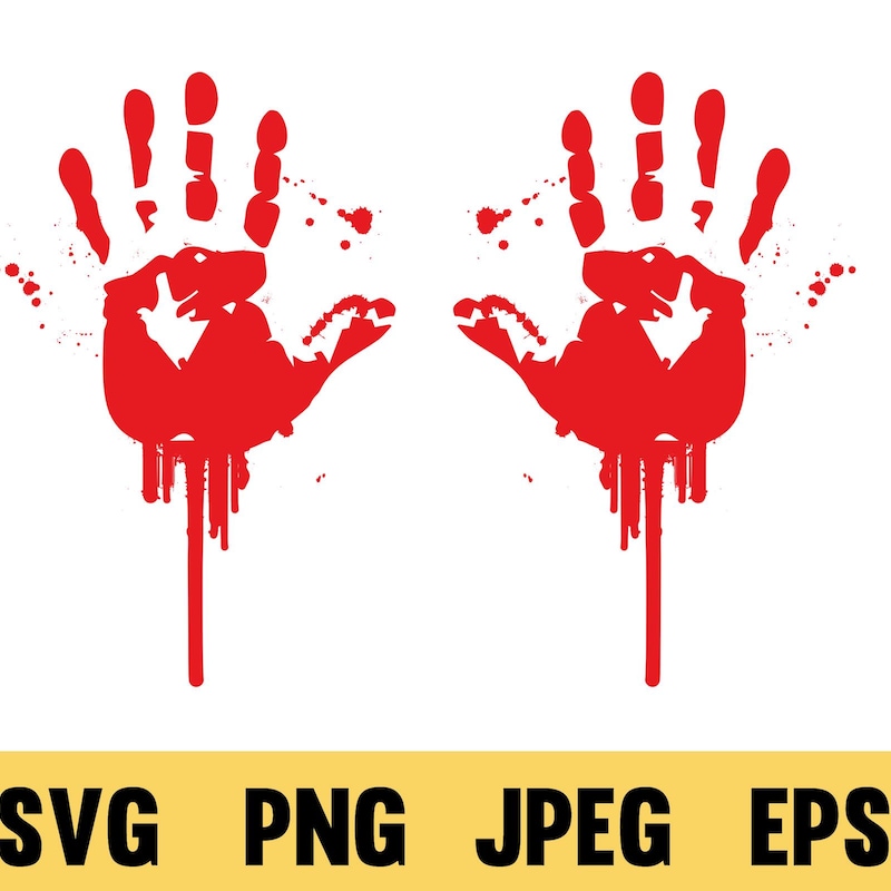 Bloody Handprint Svg - Etsy