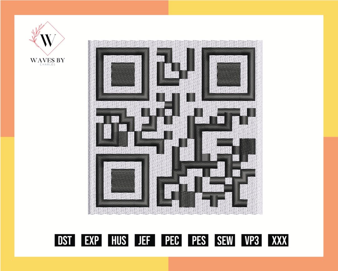 Custom QR Code Embroidery Design, Embroidered Your Own QR Code Digital ...