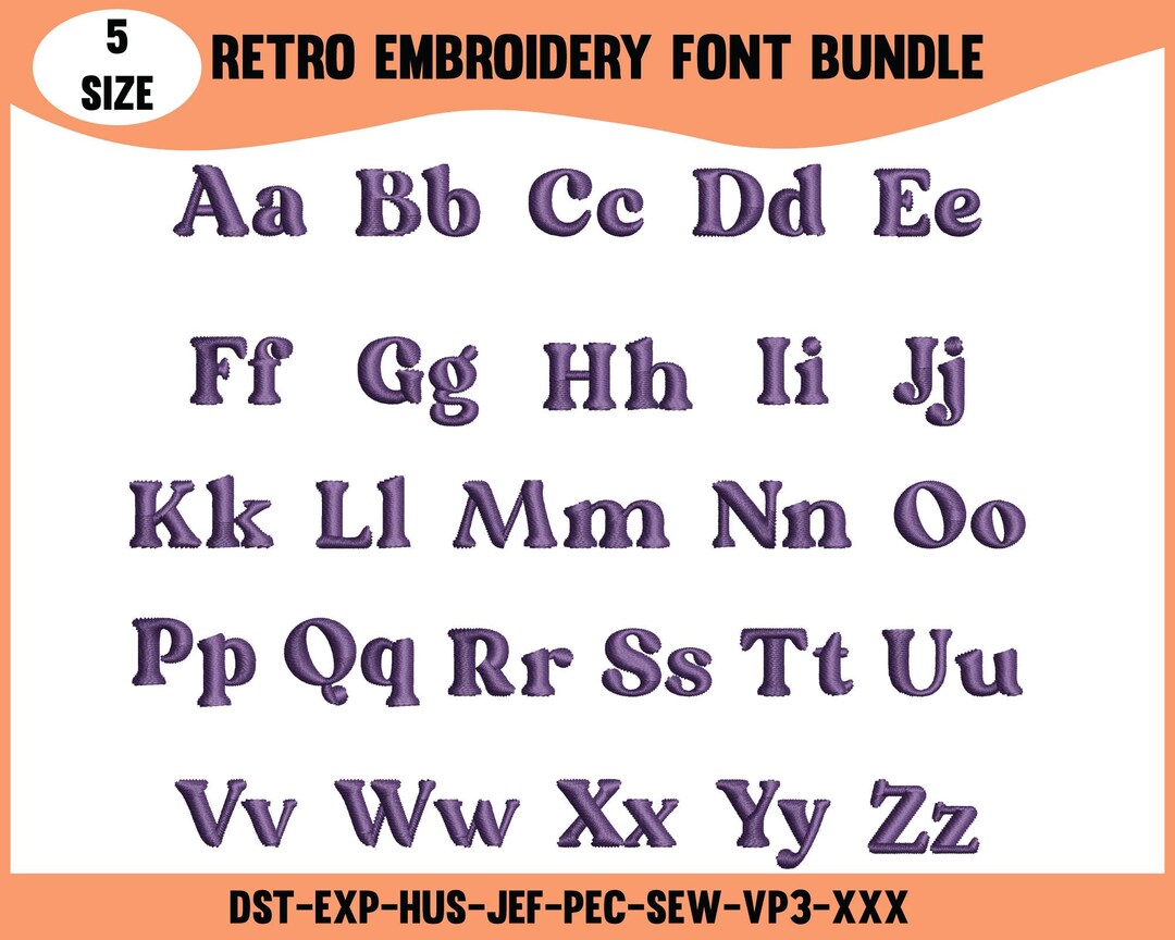 Retro Alphabets Embroidery Font, Digital Letters Machine Embroidered ...