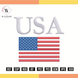 Usa Embroidery Flag Design, Digital Machine Embroidered Pattern ...