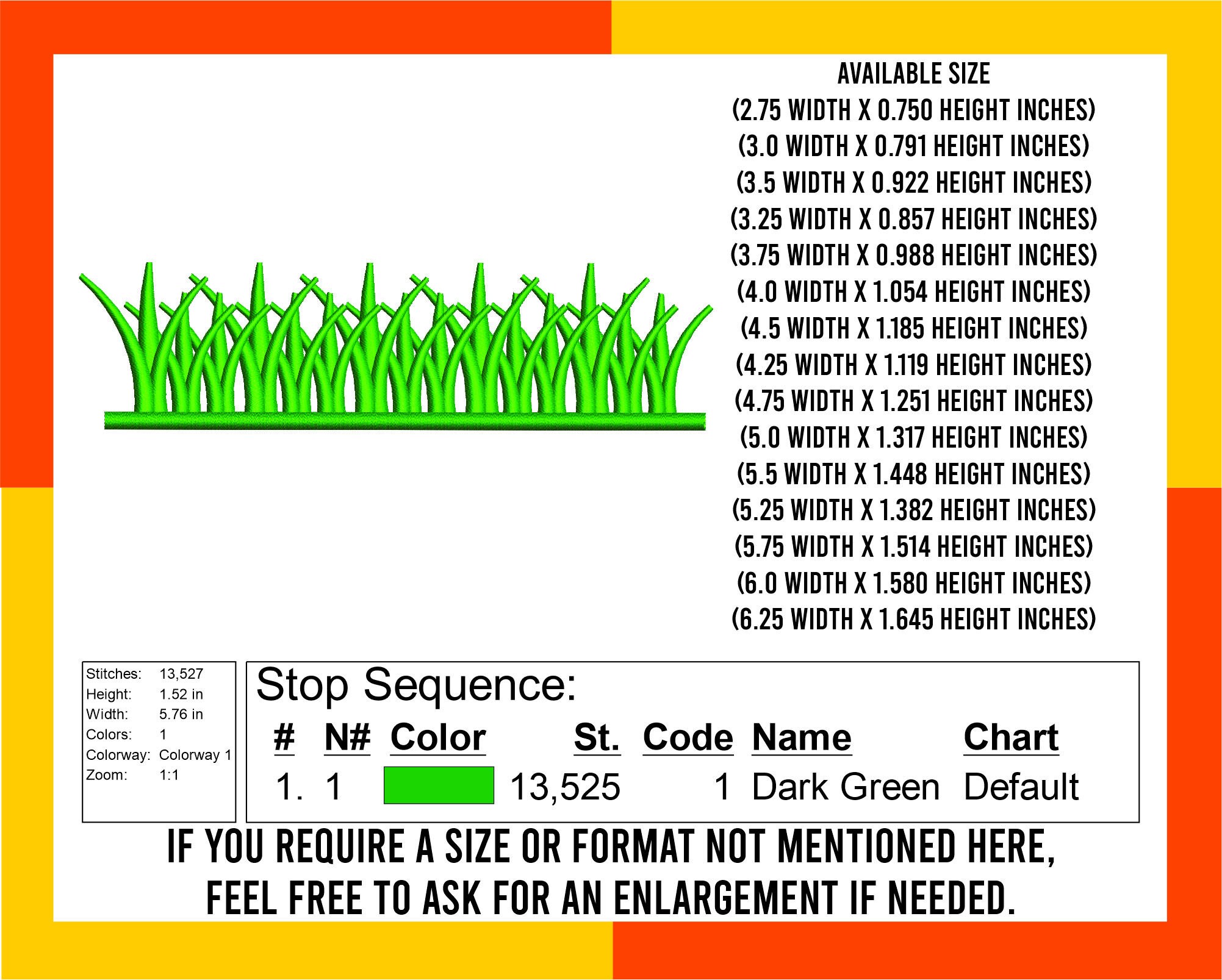 Grass Border Embroidery Design, Machine Embroidery Digital Files ...