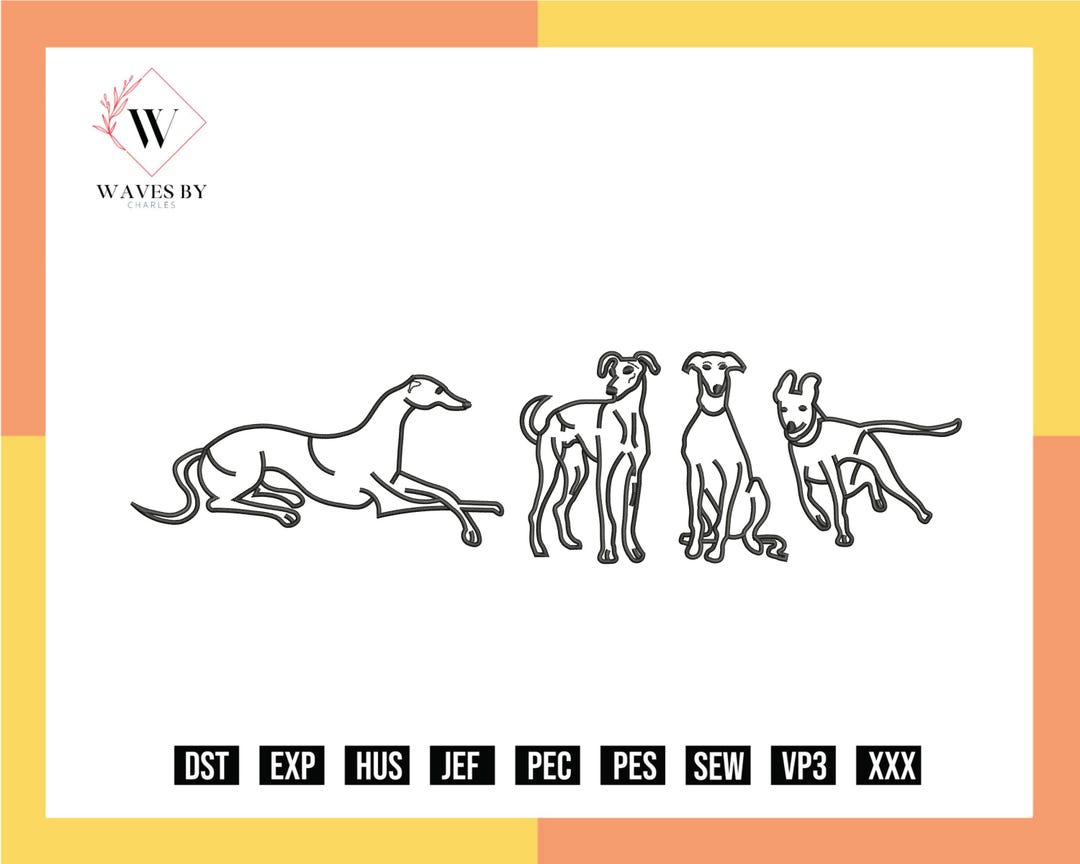 Dog Line Art Embroidery, Machine Embroidery Pattern, Instant Download ...