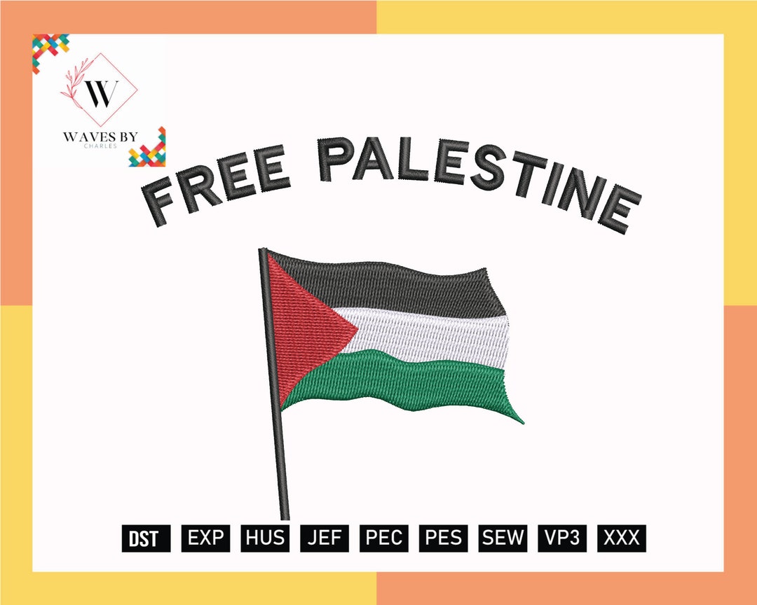 Palestine Flag Embroidery, Machine Embroidered Palestine Fag Design, 5 ...