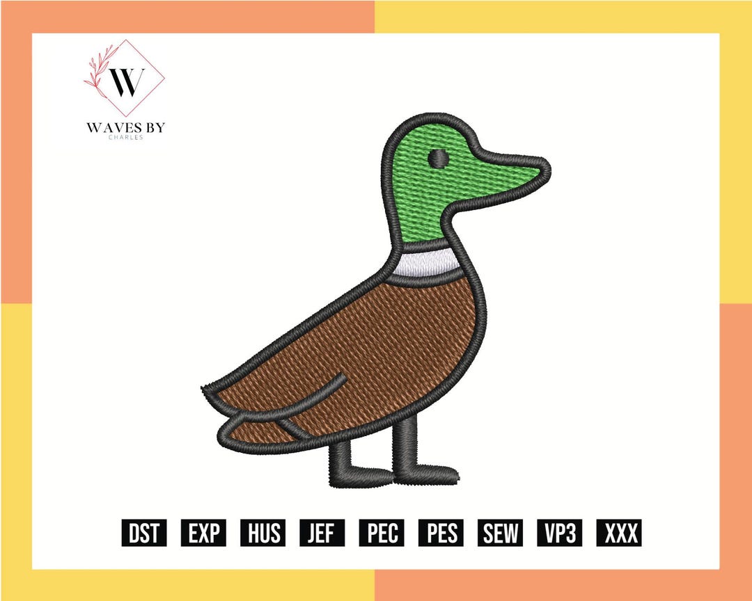 Mallard Duck Machine Embroidery Design, Cute Duck Embroidery, Digital ...