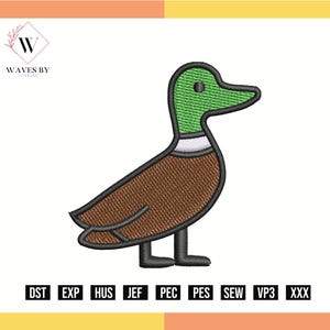 Mallard Duck Machine Embroidery Design, Cute Duck Embroidery, Digital ...