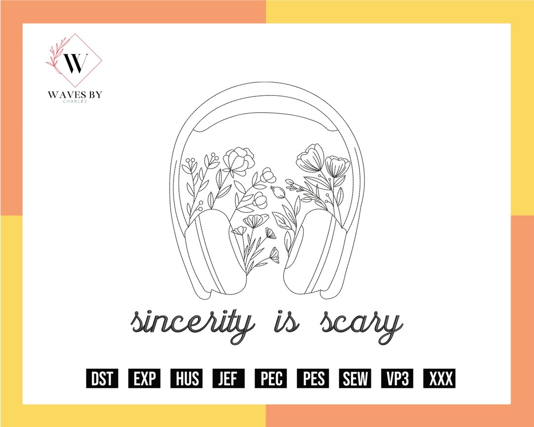 Floral Headset Embroidery, Headphone Design Machine Embroidered ...