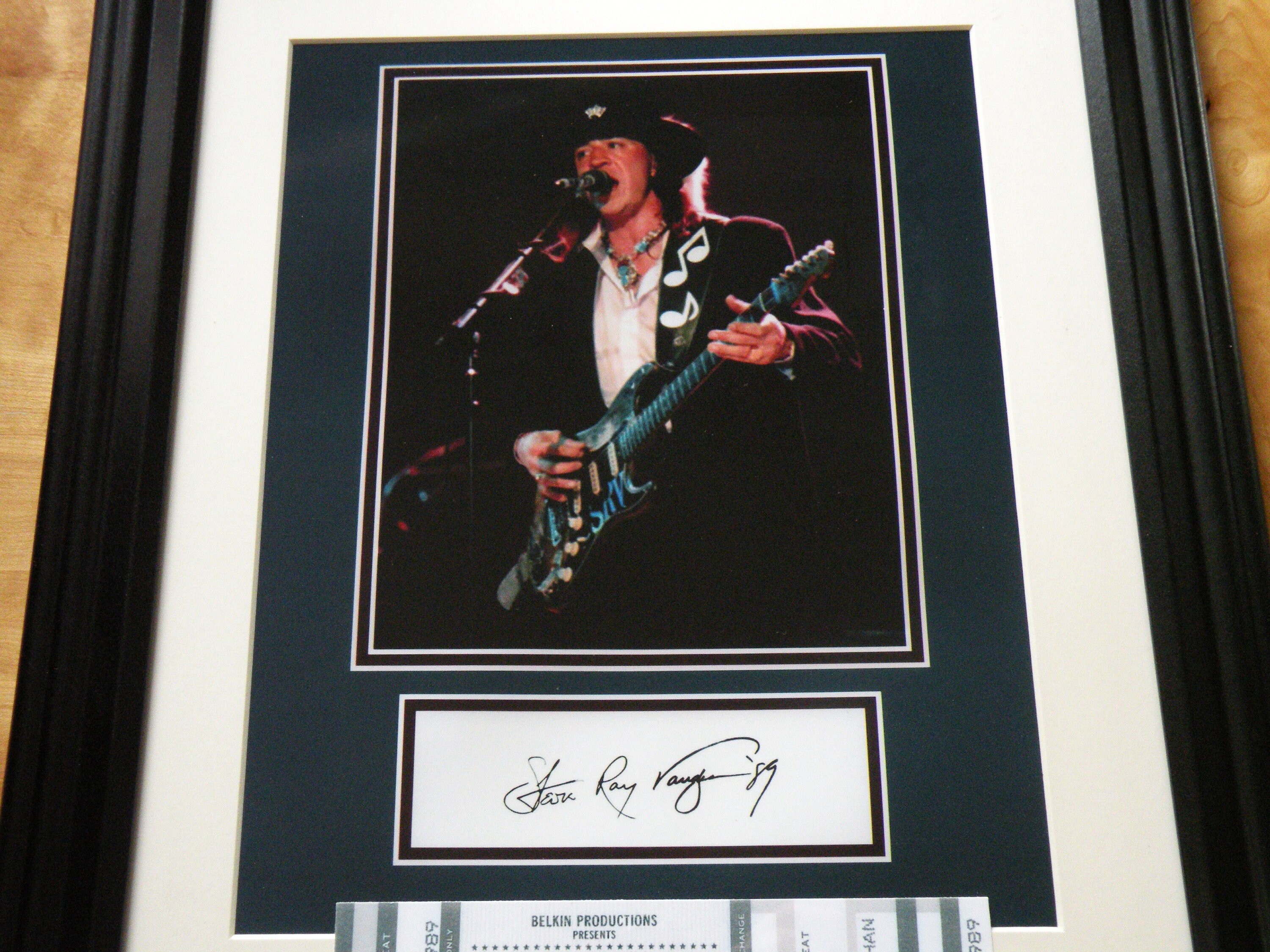 Stevie Ray Vaughan in Quality Framed 1989 Photo and Ticket,autograph ...