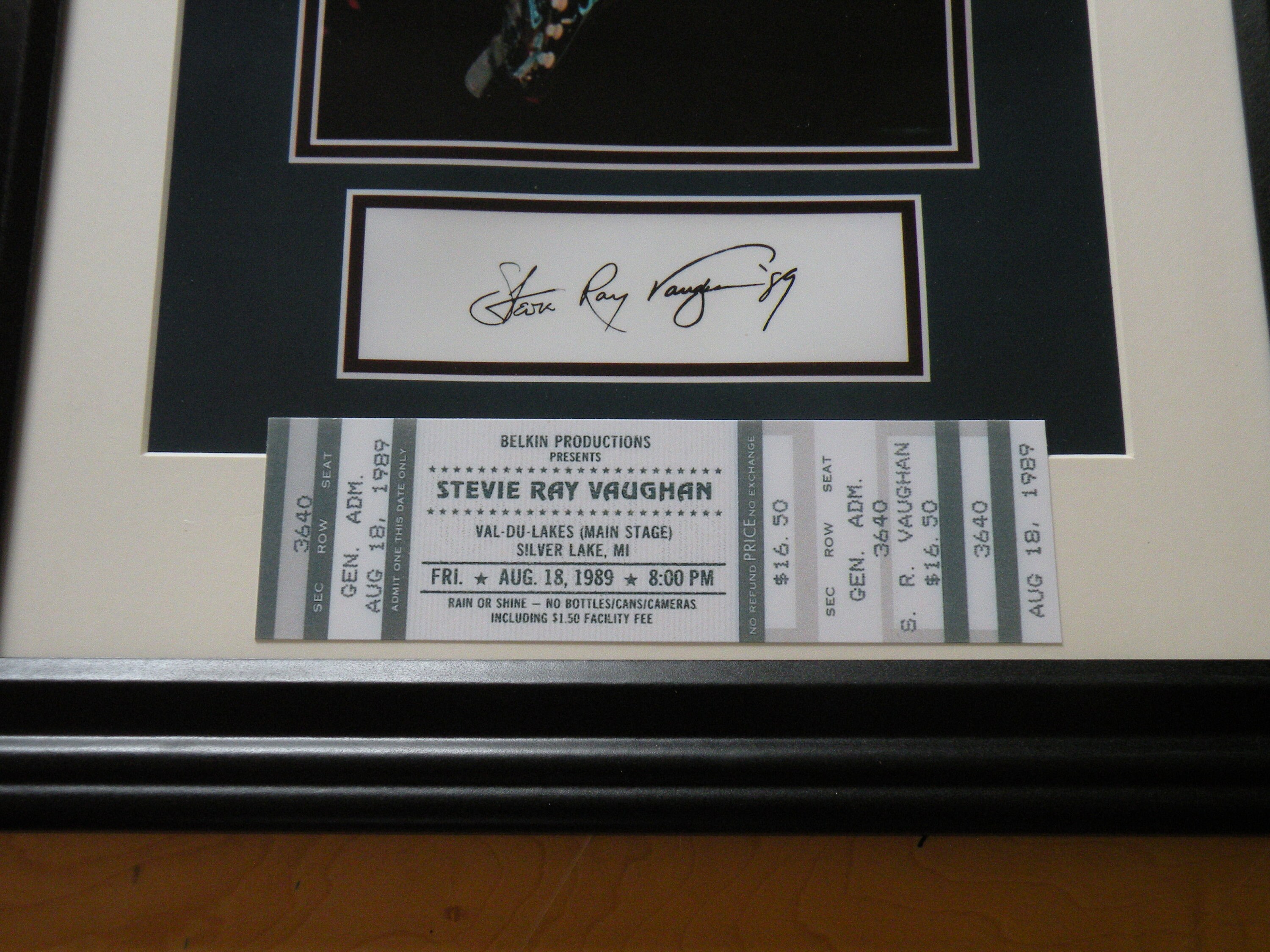Stevie Ray Vaughan in Quality Framed 1989 Photo and Ticket,autograph ...