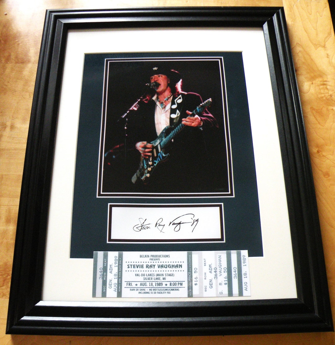 Stevie Ray Vaughan in Quality Framed 1989 Photo and Ticket,autograph ...