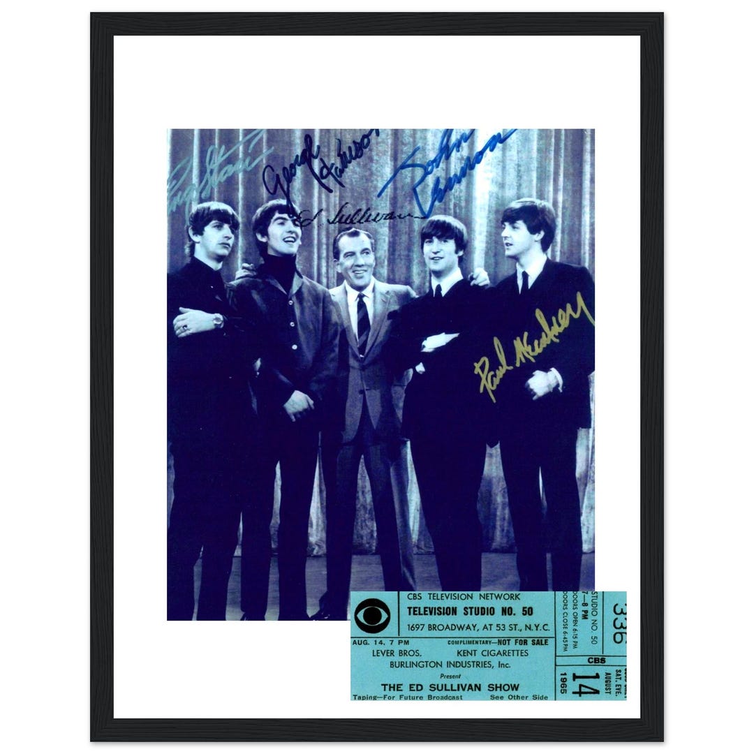 The Beatles on Ed Sullivan Show Framed Photo With, Reproduction ...