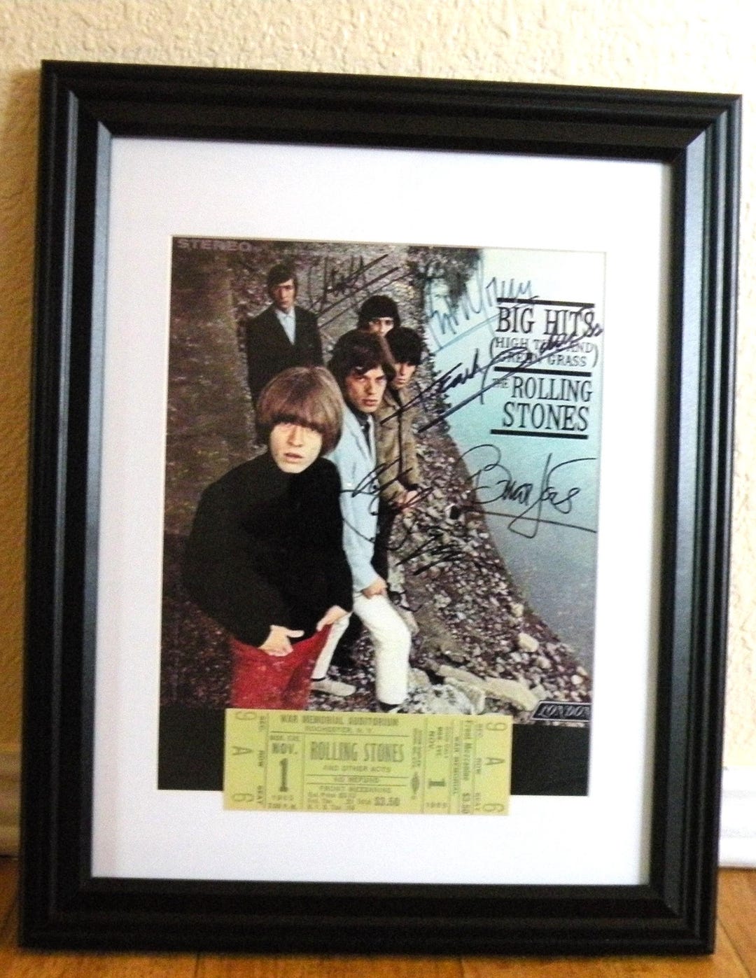 Rolling Stones, Glass Framed Reproduction Autograph, Photo & Ticket - Etsy