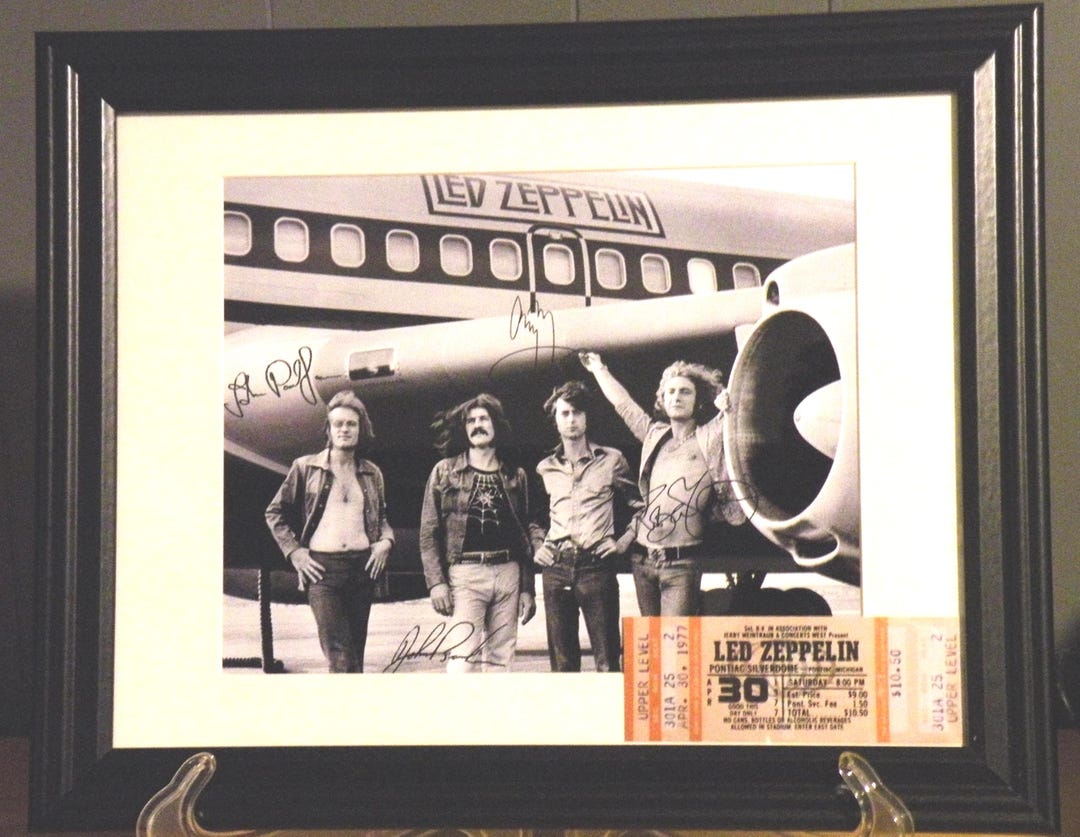 Led Zeppelin Glass Framed Reproduction Autograph, Photo & Ticket ...