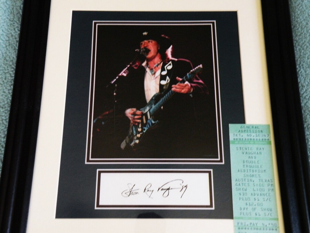Stevie Ray Vaughan in Quality Framed 1989 Photo and Ticket,autograph ...