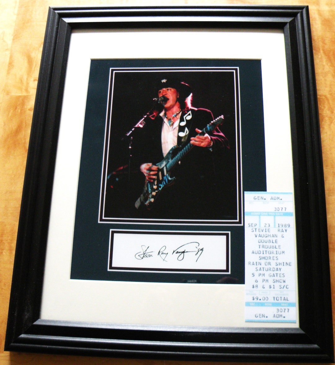 Stevie Ray Vaughan in Quality Framed 1989 Photo and Ticket,autograph ...