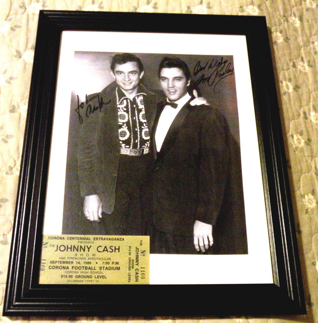 Elvis Presley & Johnny Cash Framed, Reproduction, Photo, Concert Ticket ...