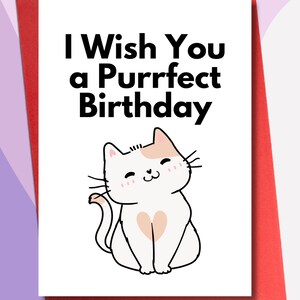 Printable Birthday Card With Cute Kitty Cat | Adorable Digital Birthday ...