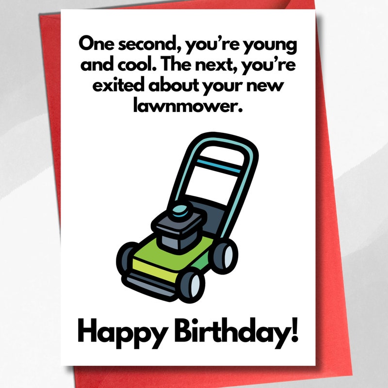 Lawnmower Birthday Card - Etsy UK
