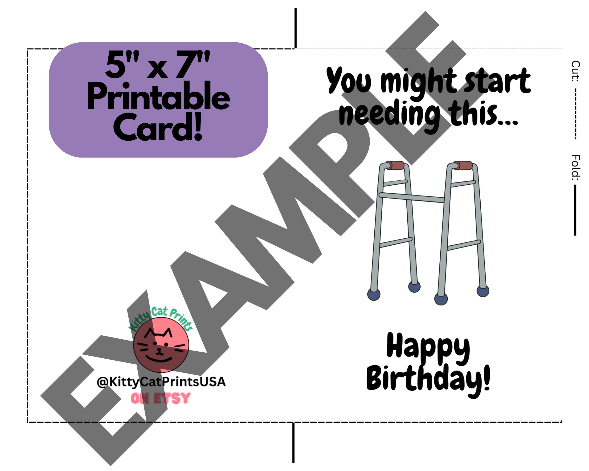 Printable Birthday Card With Funny Walker | Funny Printable Digital ...