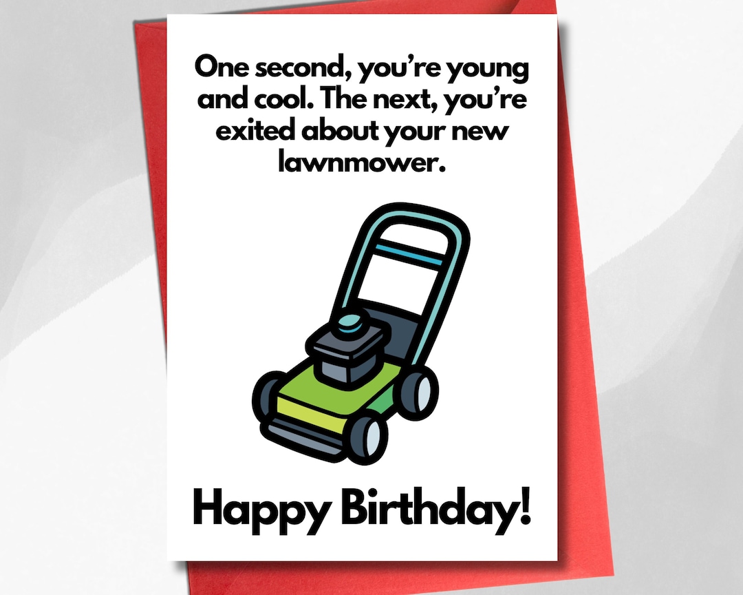 Printable Birthday Card With Funny Lawnmower | Hilarious Digital ...