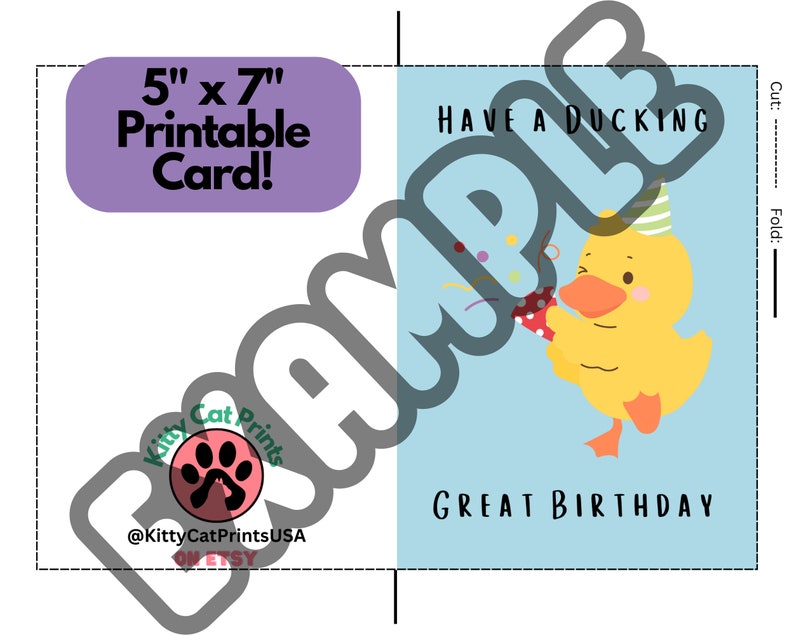 Printable Birthday Card With Funny Cute Duck | Adorable Digital ...