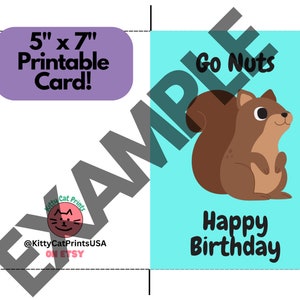 Printable Birthday Card With Funny Squirrel | Funny Printable Digital ...