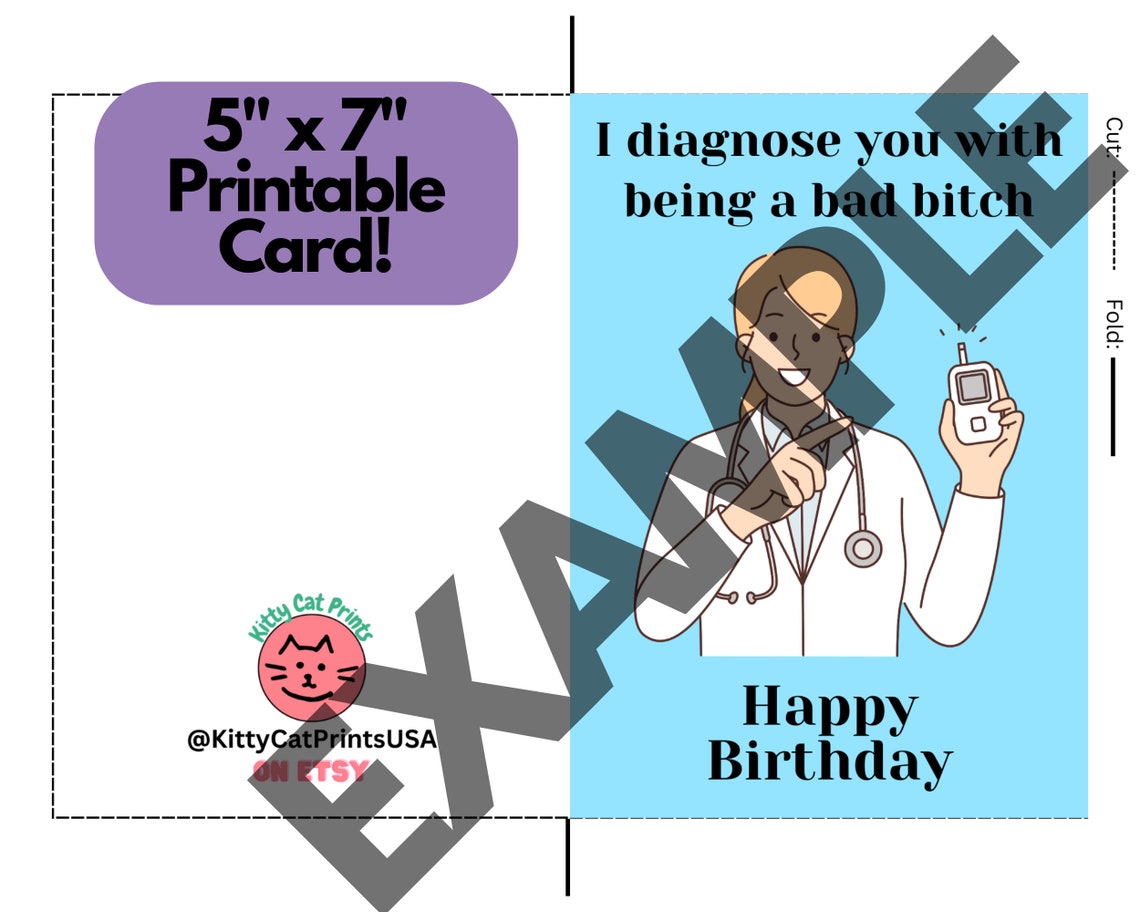 Printable Birthday Card With Funny Doctor Funny Printable Digital ...
