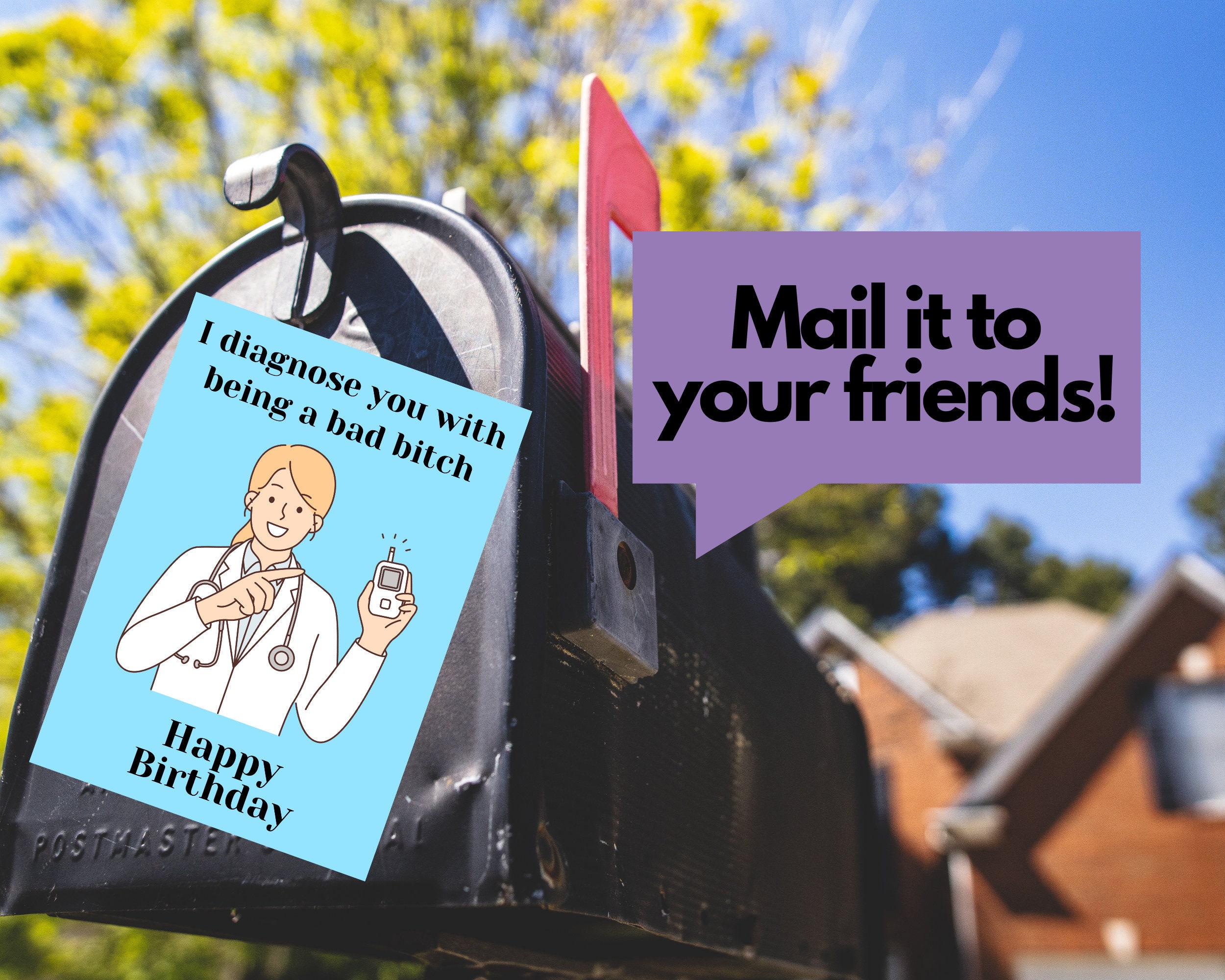 Printable Birthday Card With Funny Doctor | Funny Printable Digital ...