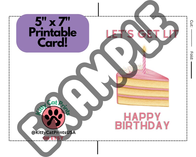 Printable Birthday Card With Funny Birthday Cake Funny Digital Birthday ...
