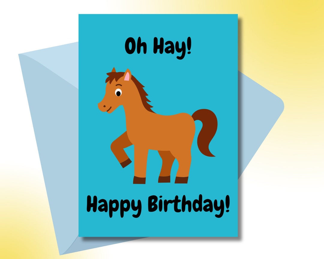 Printable Birthday Card With Funny Horse | Funny Printable Digital ...