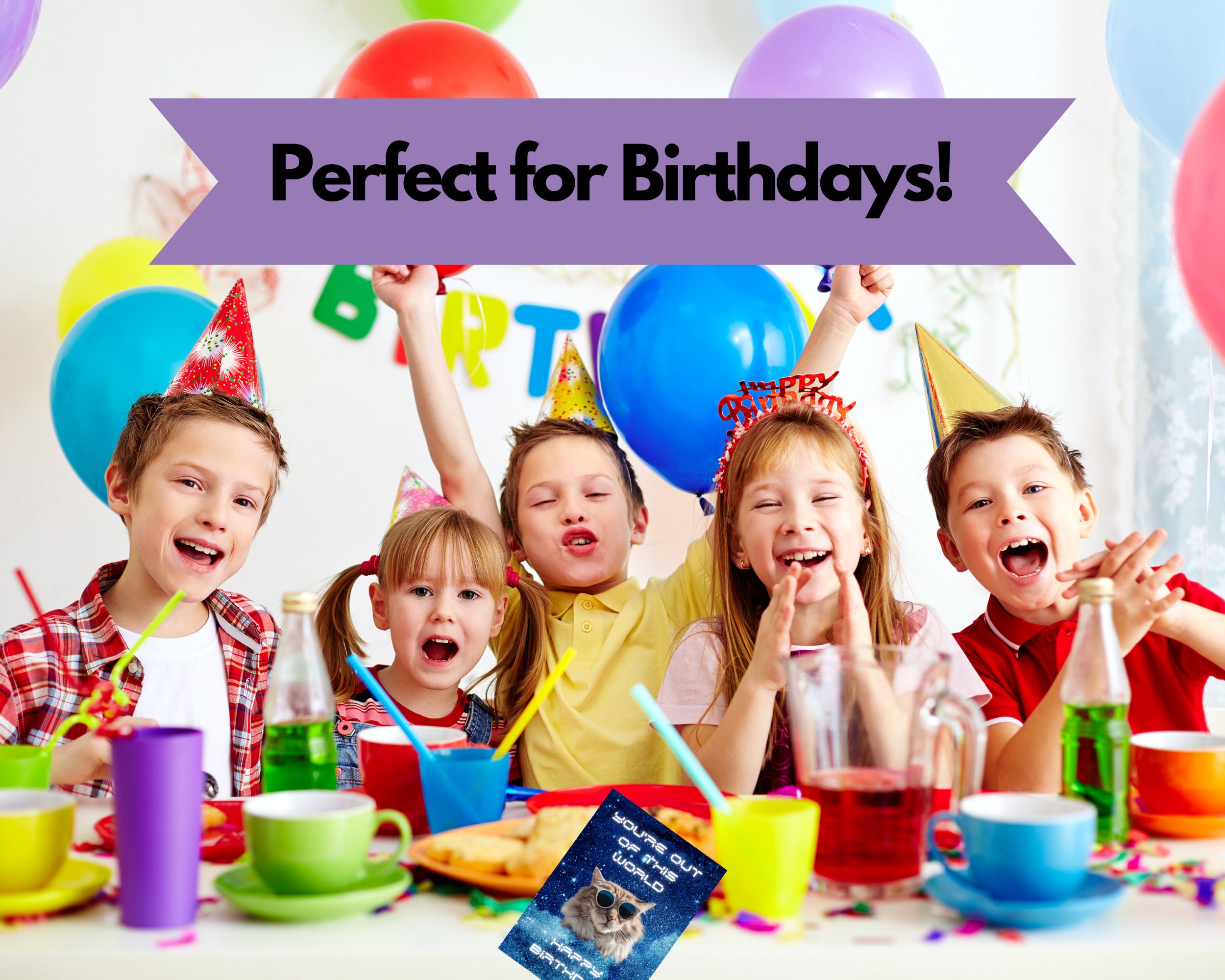 Funny Space Cat Printable Birthday Card | Instant Download Card | Gag ...
