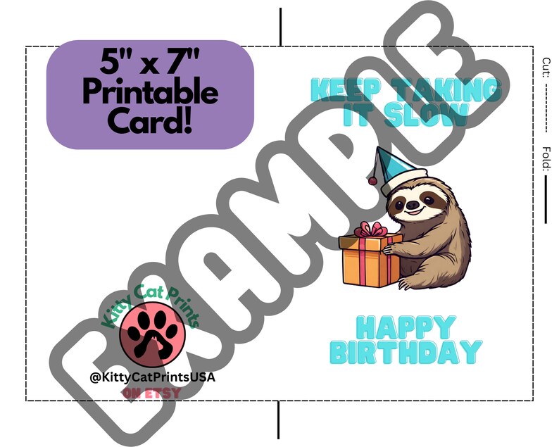 Printable Birthday Card With Funny Sloth Funny Digital Birthday Card ...