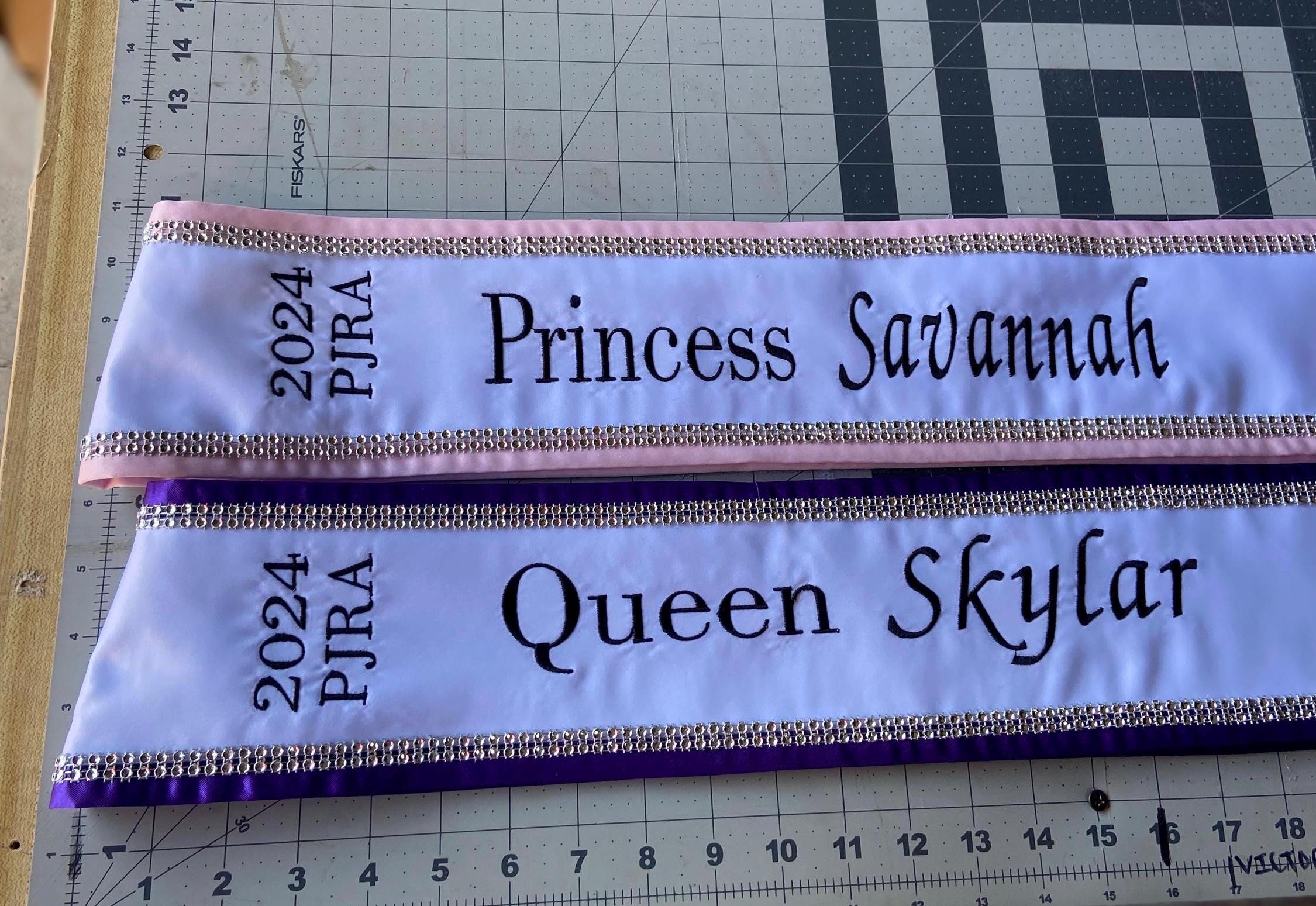Embroidered Sash Personalized With Faux Silver Rhinestones - Etsy
