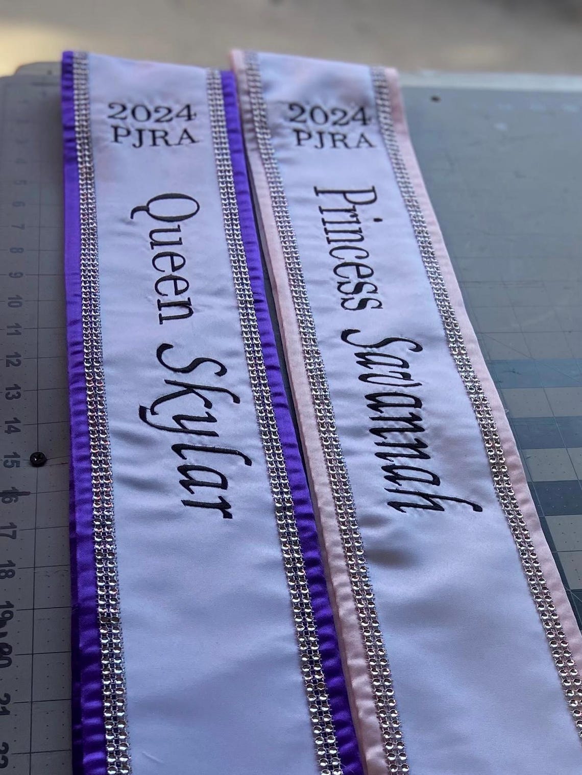 Embroidered Sash Personalized With Faux Silver Rhinestones - Etsy