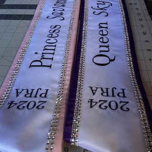Embroidered Sash Personalized With Faux Silver Rhinestones - Etsy