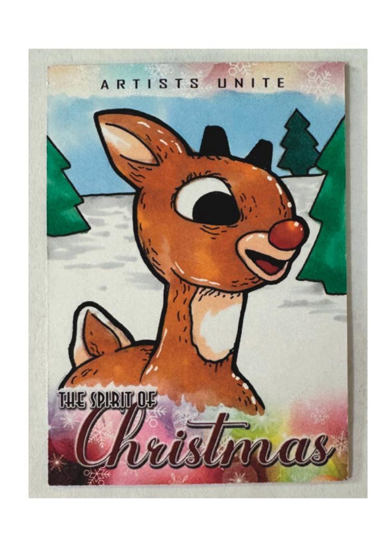 Rudolph the Red-nosed Reindeer Sketch Card - Etsy