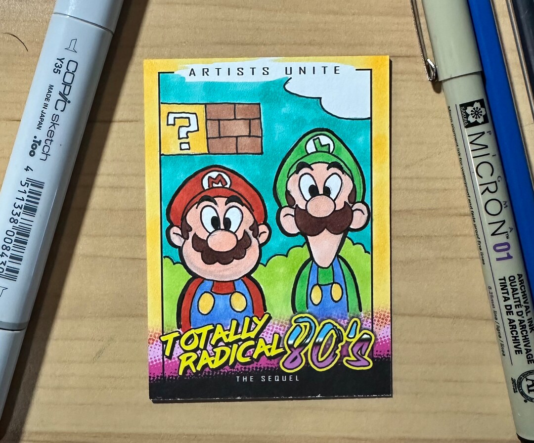 Super Mario Bros Artists Unite Totally Radical 80's Sketch Card - Etsy