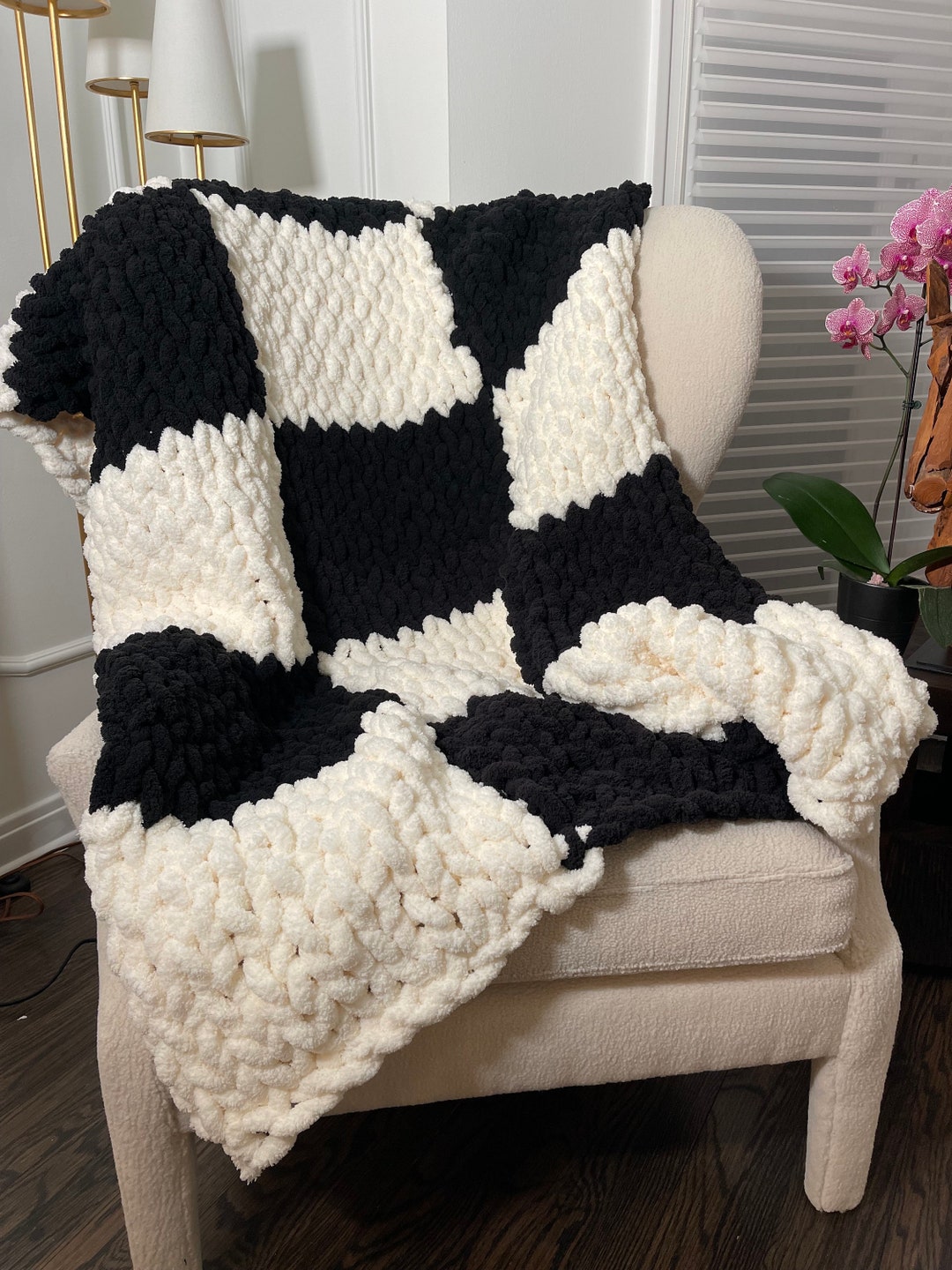 Black and White Checkered 50x70in Handmade Blanket - Etsy