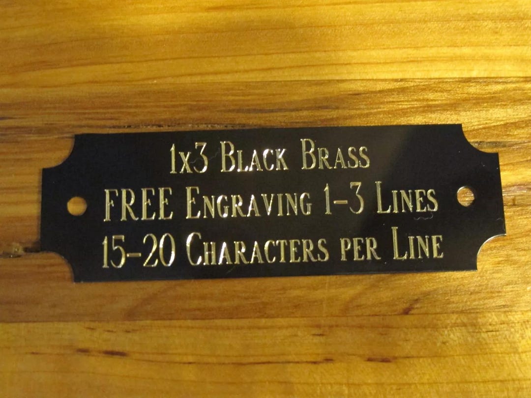 1"x3" Black Brass Name Plate Art-trophies-gift-taxidermy-flag Case Free ...