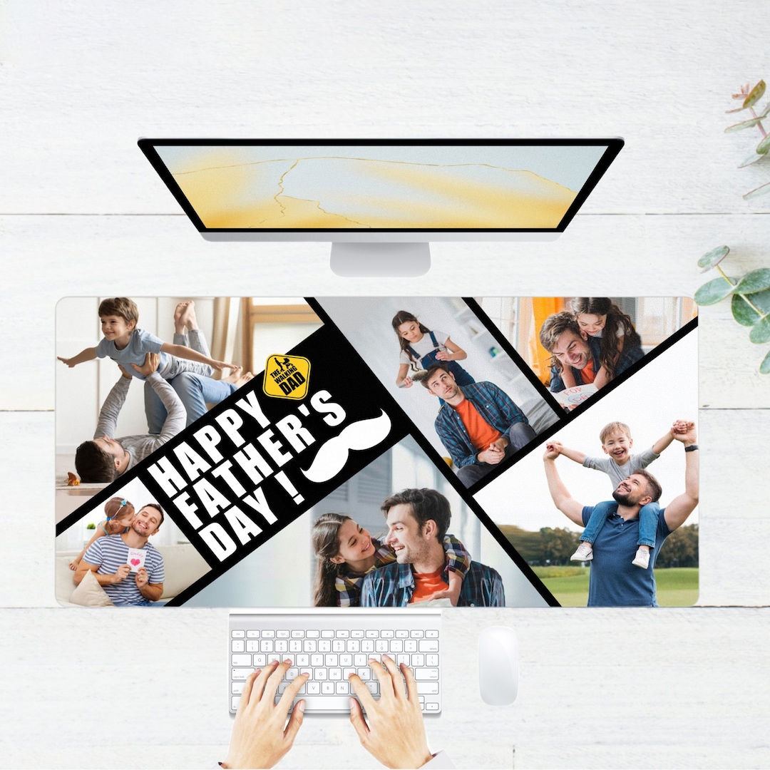 Personalized Father's Day Desk Mat: Custom Photo Collage Mousepad - Etsy