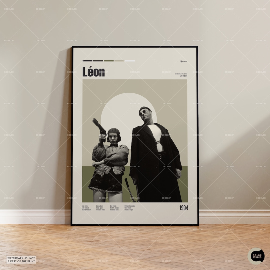 Leon, Luc Besson, Jean Reno, Retro Movie Poster, Midcentury Modern ...