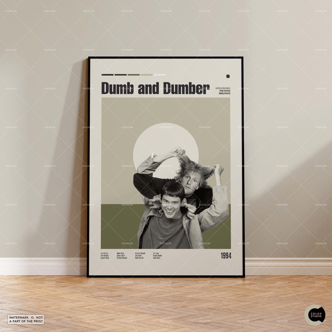 Dumb and Dumber, Jim Carrey, Retro Movie Poster, Midcentury Modern ...