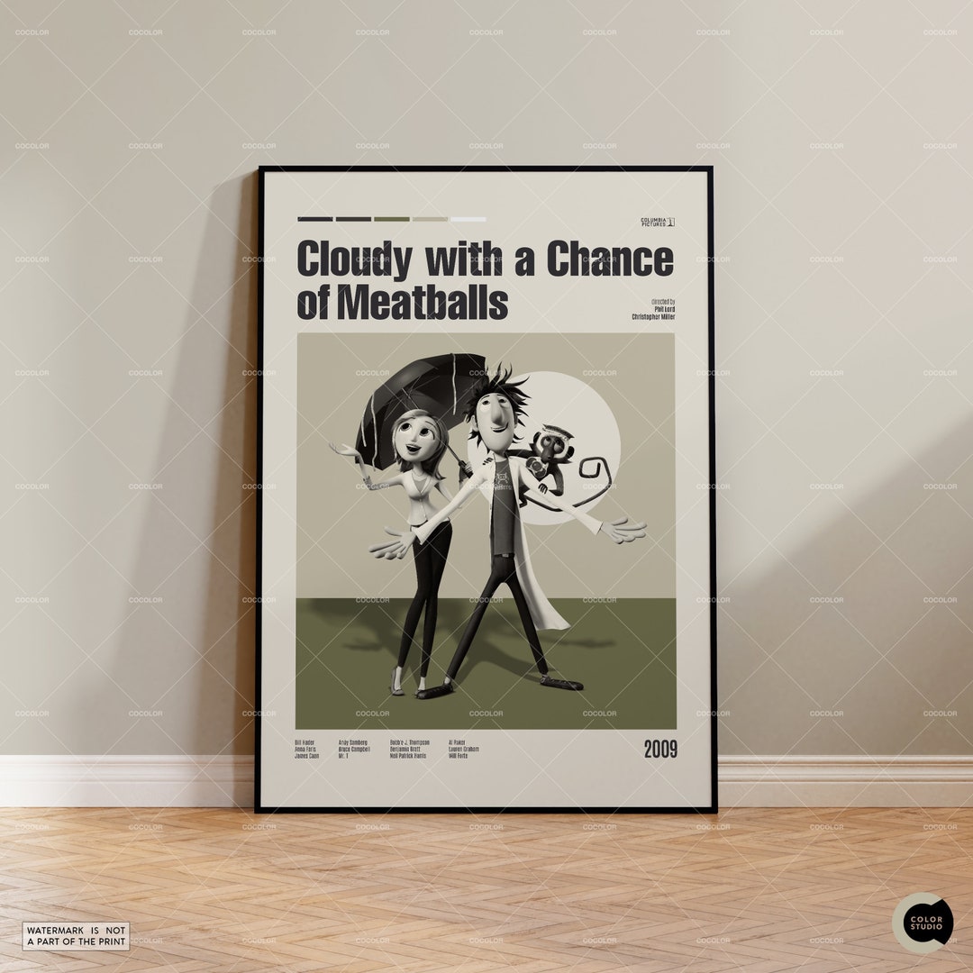 Cloudy With a Chance of Meatballs, Vintage Inspired Movie, Retro Modern ...
