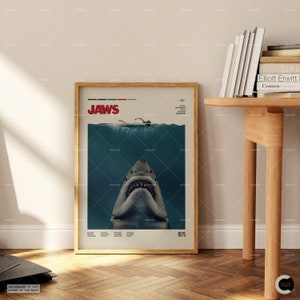 Jaws, Steven Spielberg, Retro Movie Poster, Midcentury Modern, Retro Tv ...