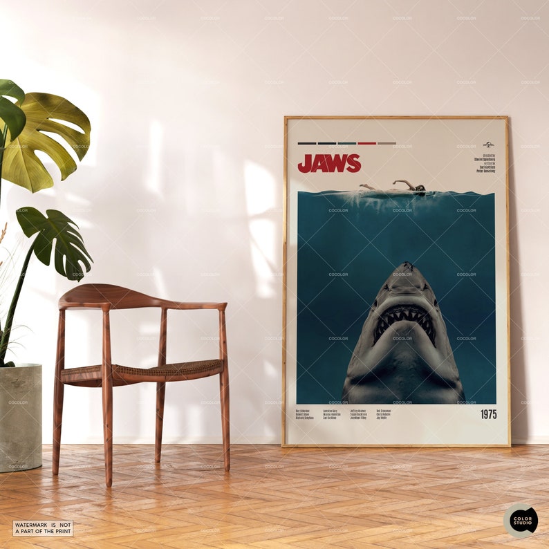 Jaws, Steven Spielberg, Retro Movie Poster, Midcentury Modern, Retro Tv ...