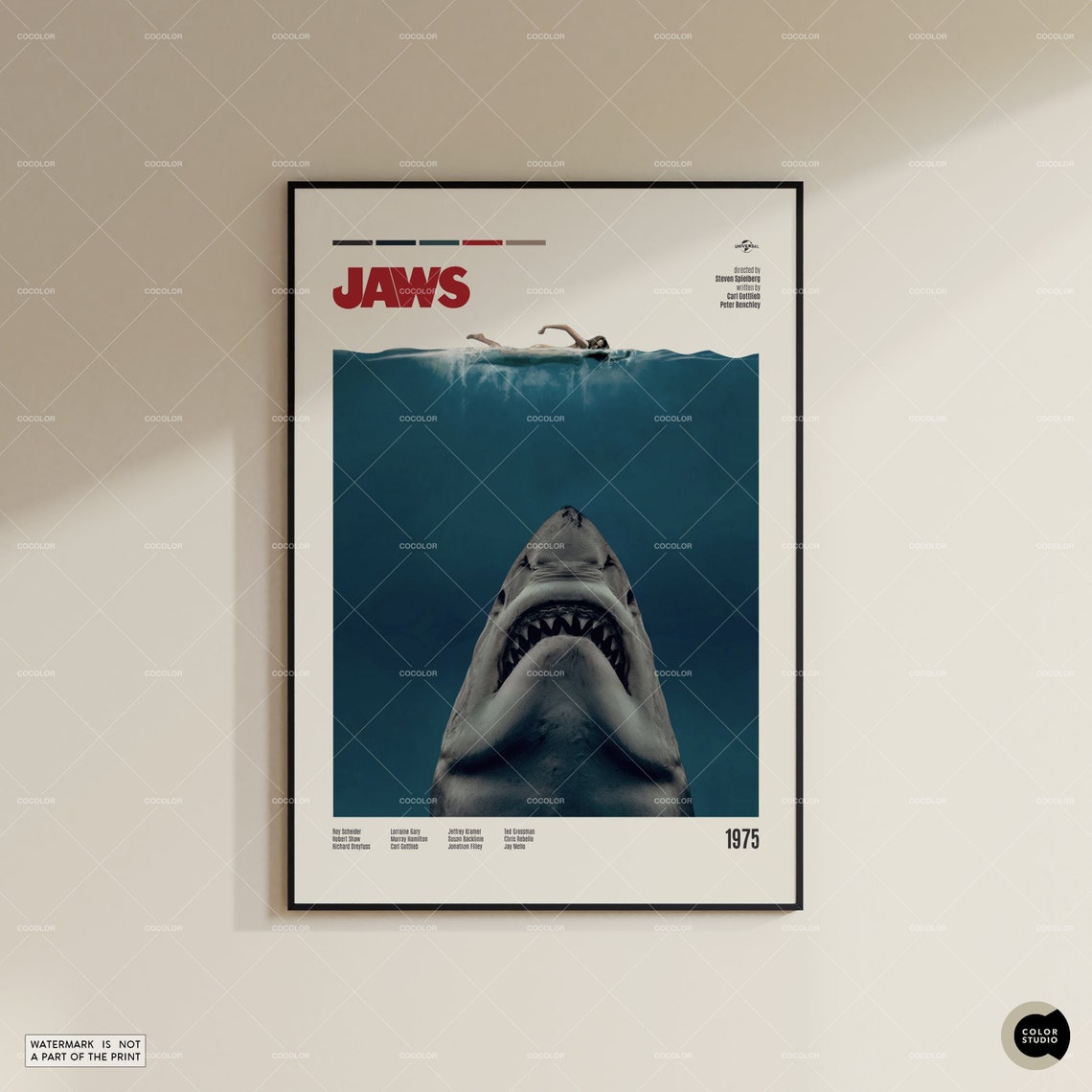 Jaws, Steven Spielberg, Retro Movie Poster, Midcentury Modern, Retro Tv ...